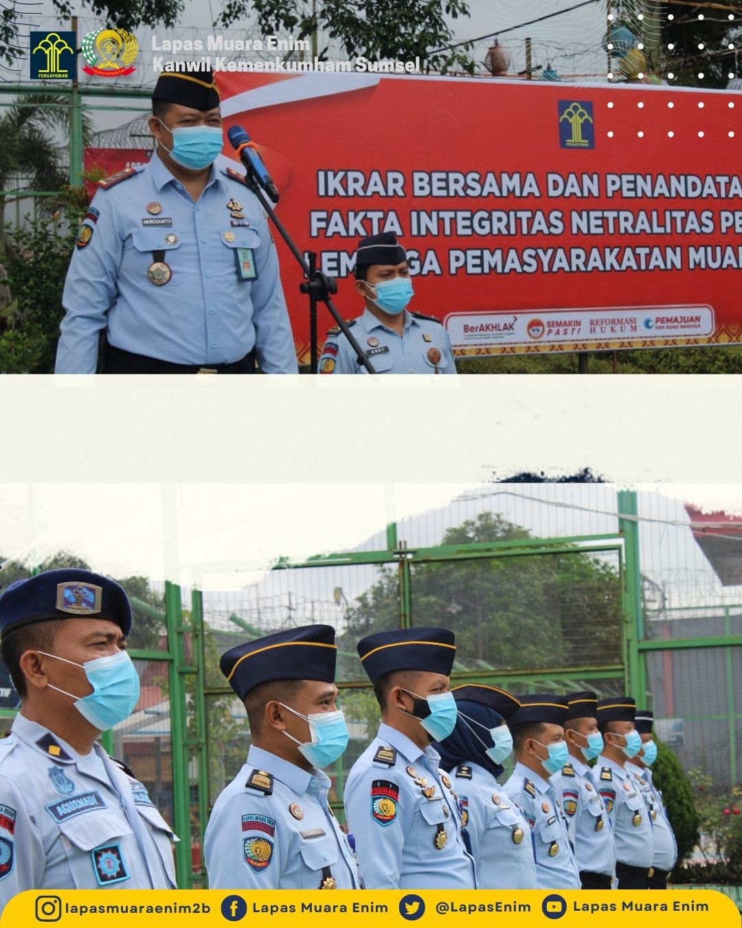 Netralitas dalam pemilu, Lapas Muara Enim lakukan pembacaan ikrar bersama dan penandatanganan ...